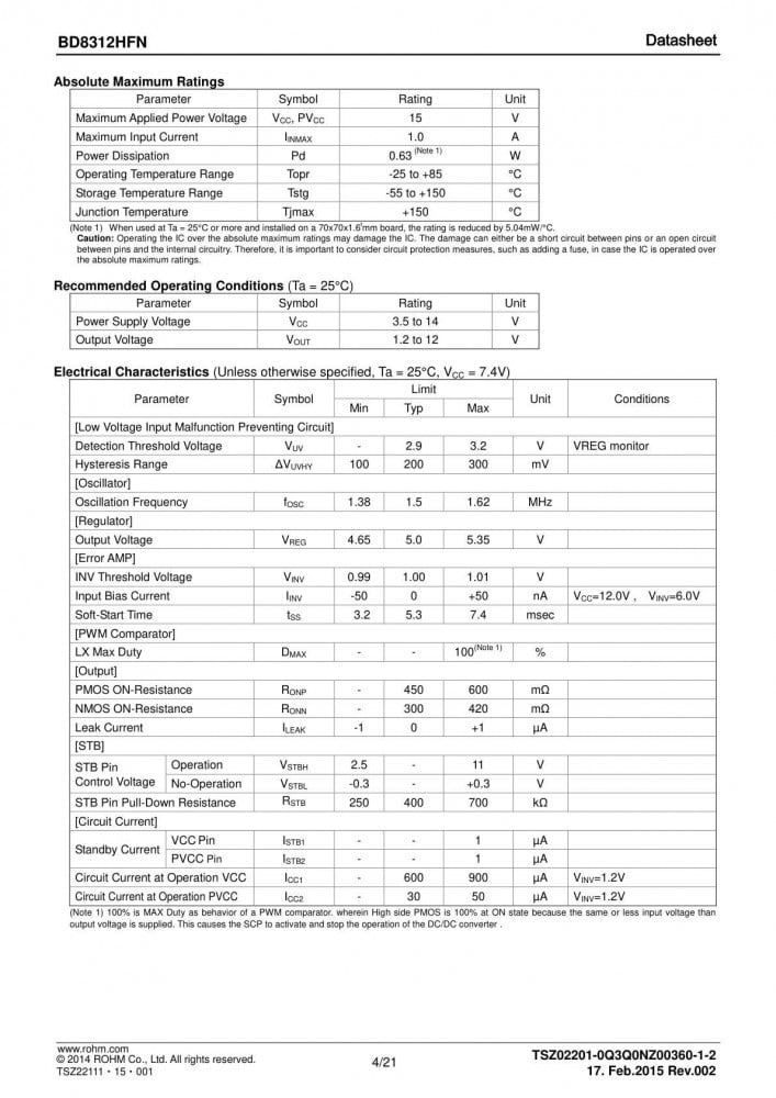 BD8312HFN-TR datasheet page 4