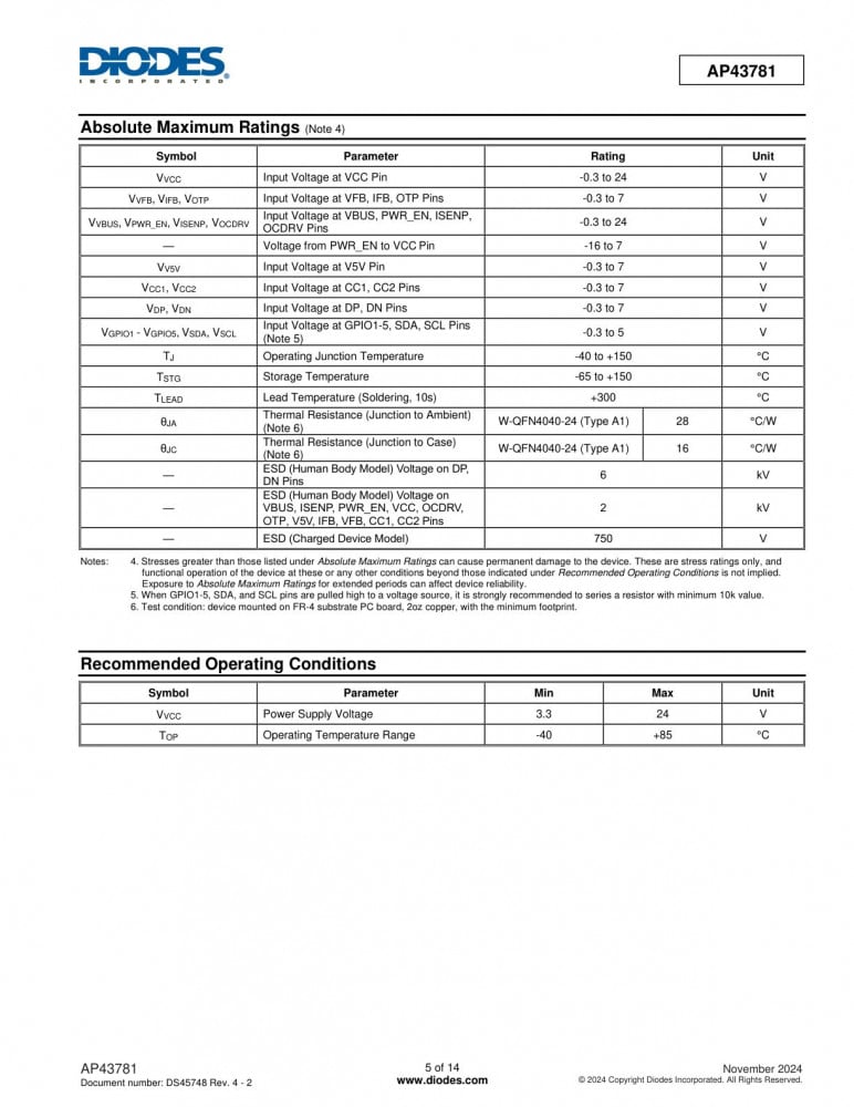 AP43781DKZ-13 datasheet page 5