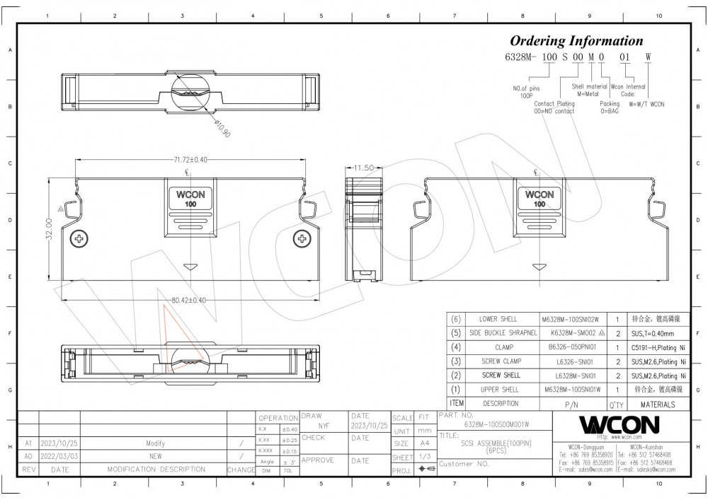Wcon 6328M-100S00M001W drawing, page 1