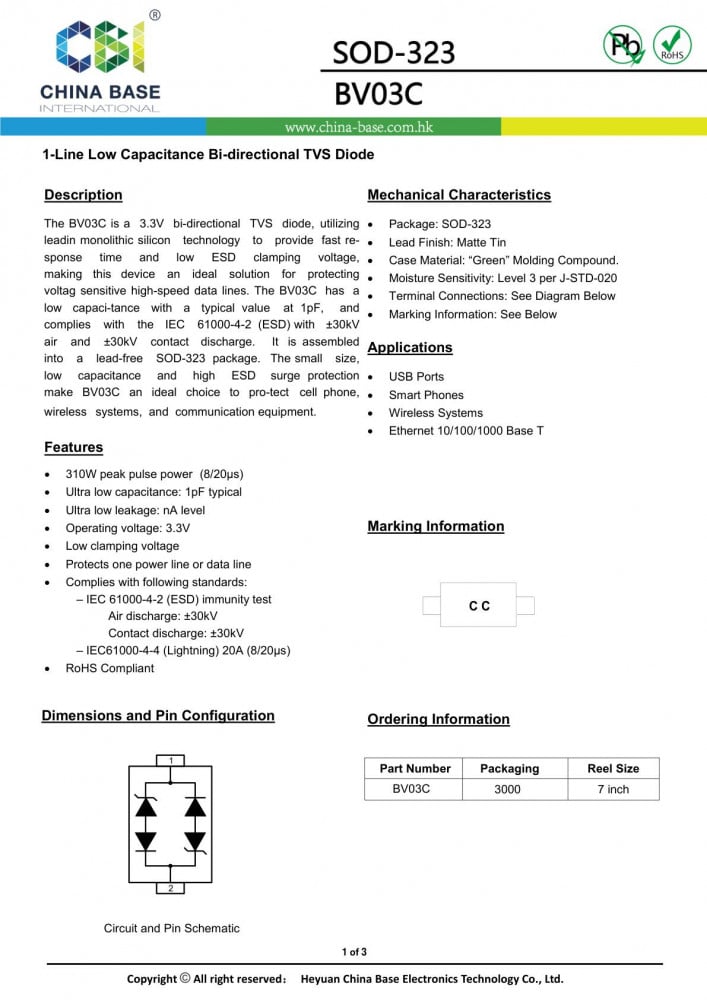 BV03C datasheet page 1