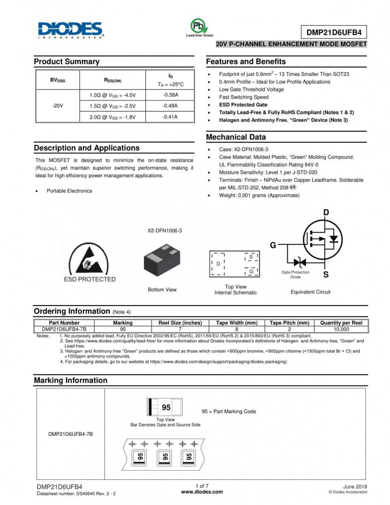 DMP21D6UFB4-7B datasheet page 1