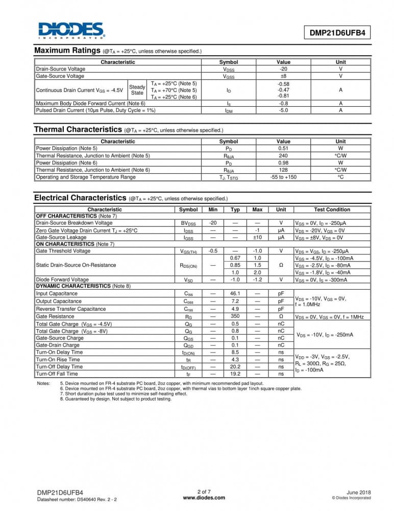 DMP21D6UFB4-7B datasheet page 2