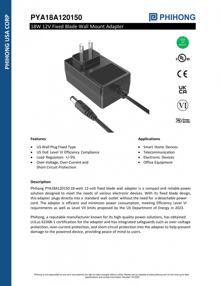 PYA18A120150 technical document page 1