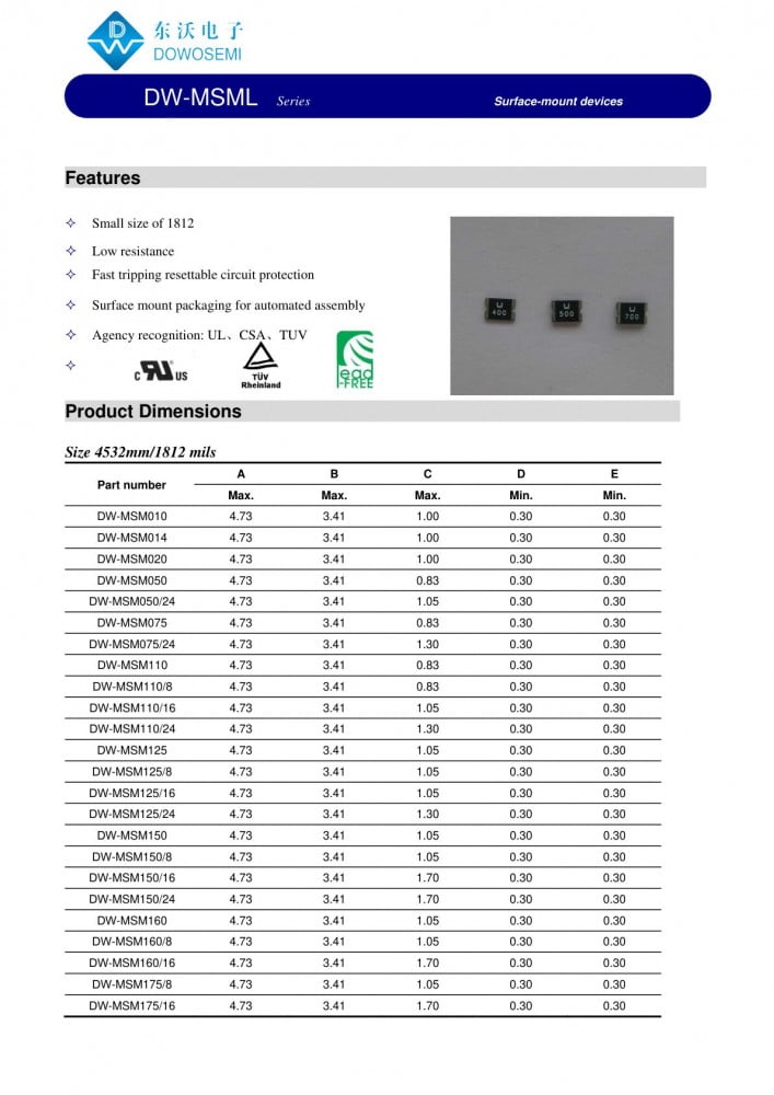 DW-MSM050/24 datasheet page 1