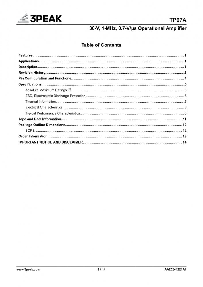 TP07A-SR datasheet page 2