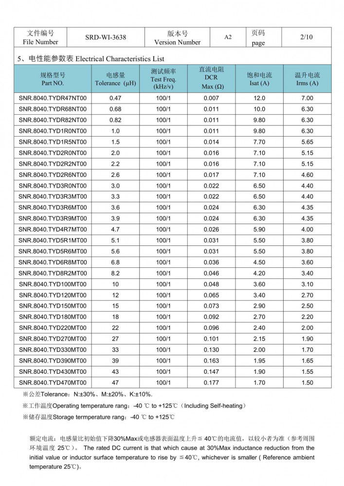 SOREDE SNR8040TYD specification page 4
