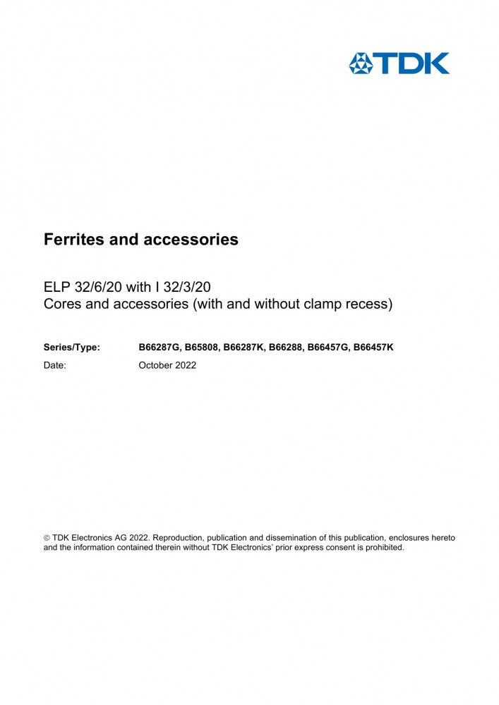 Ferrite cores and accessories document, page 1