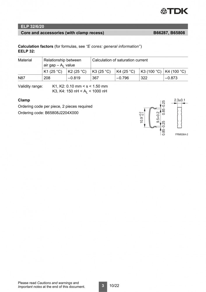 Ferrite cores and accessories document, page 3