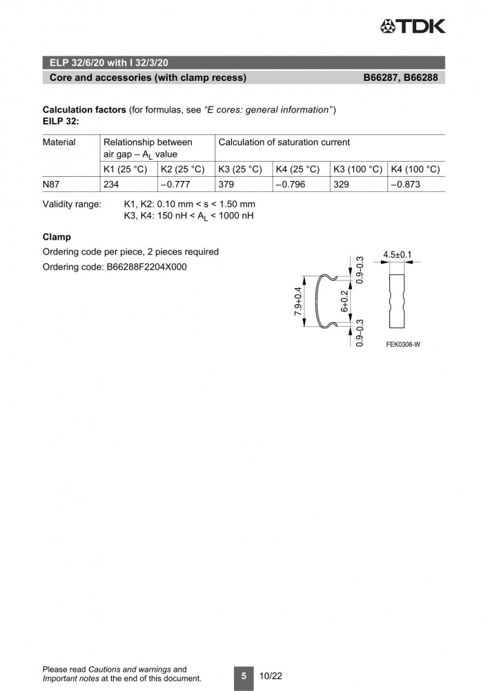 Ferrite cores and accessories document, page 5