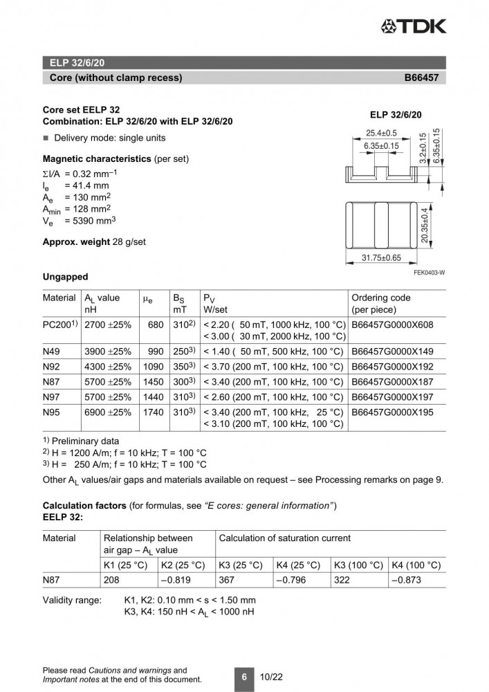 Ferrite cores and accessories document, page 6
