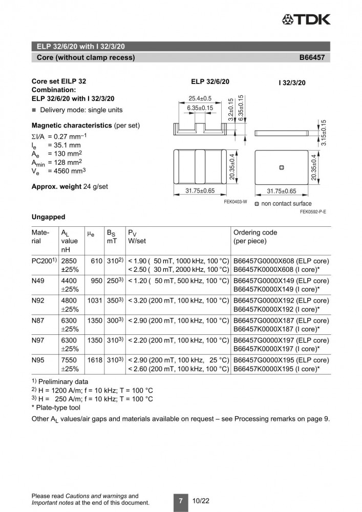 Ferrite cores and accessories document, page 7