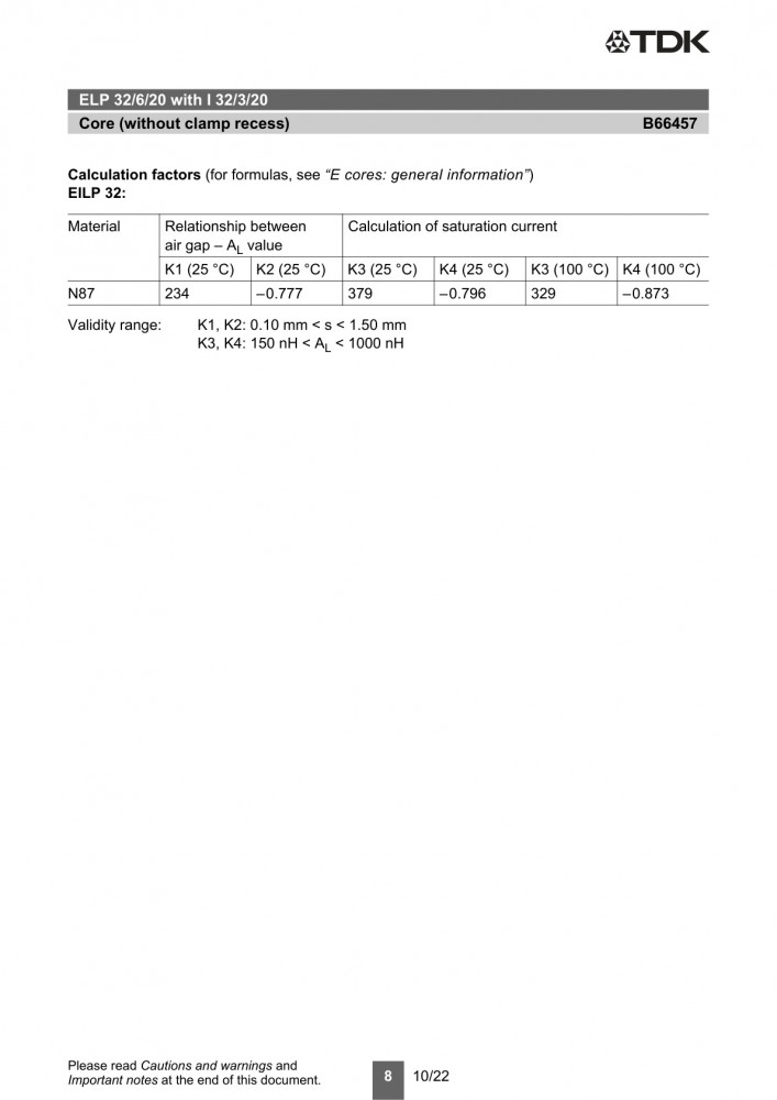 Ferrite cores and accessories document, page 8