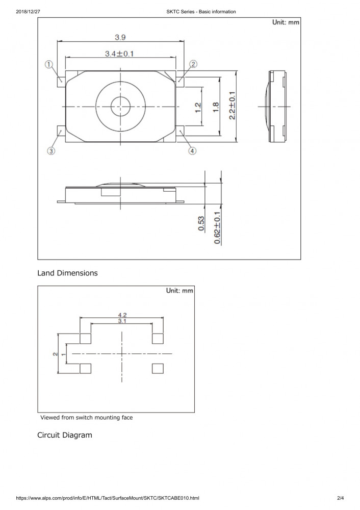 SKTCABE010 dimensions and land pattern