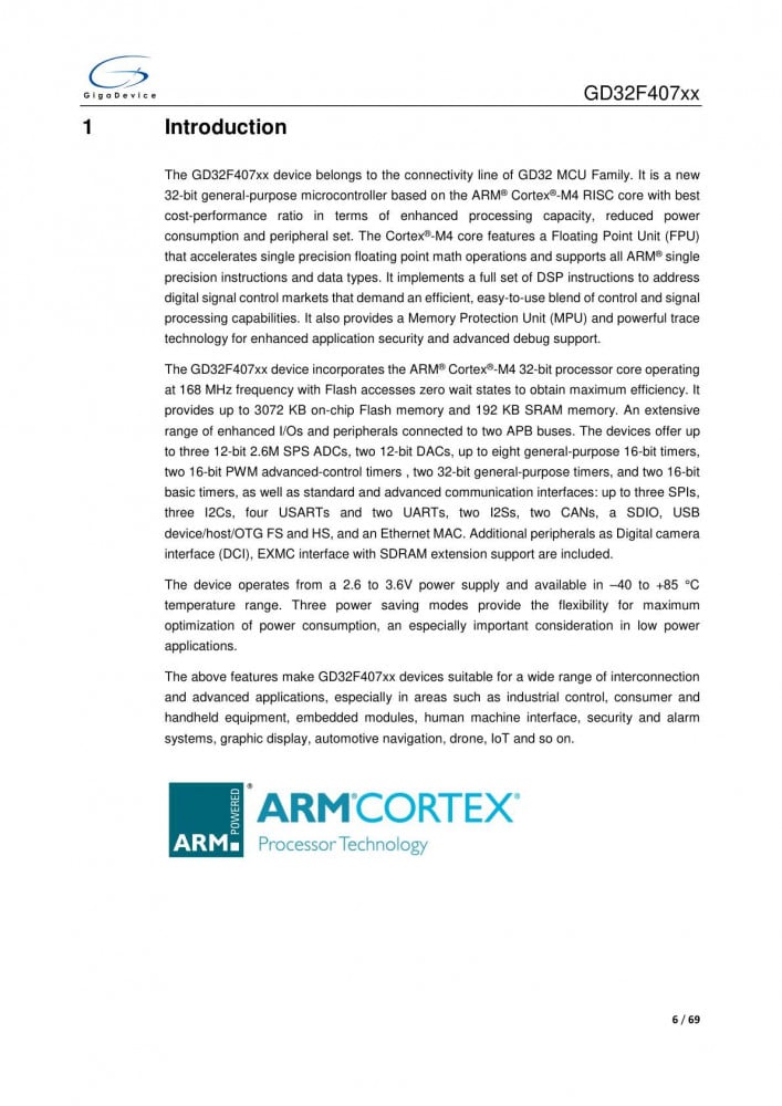 GD32F407xx datasheet page 7