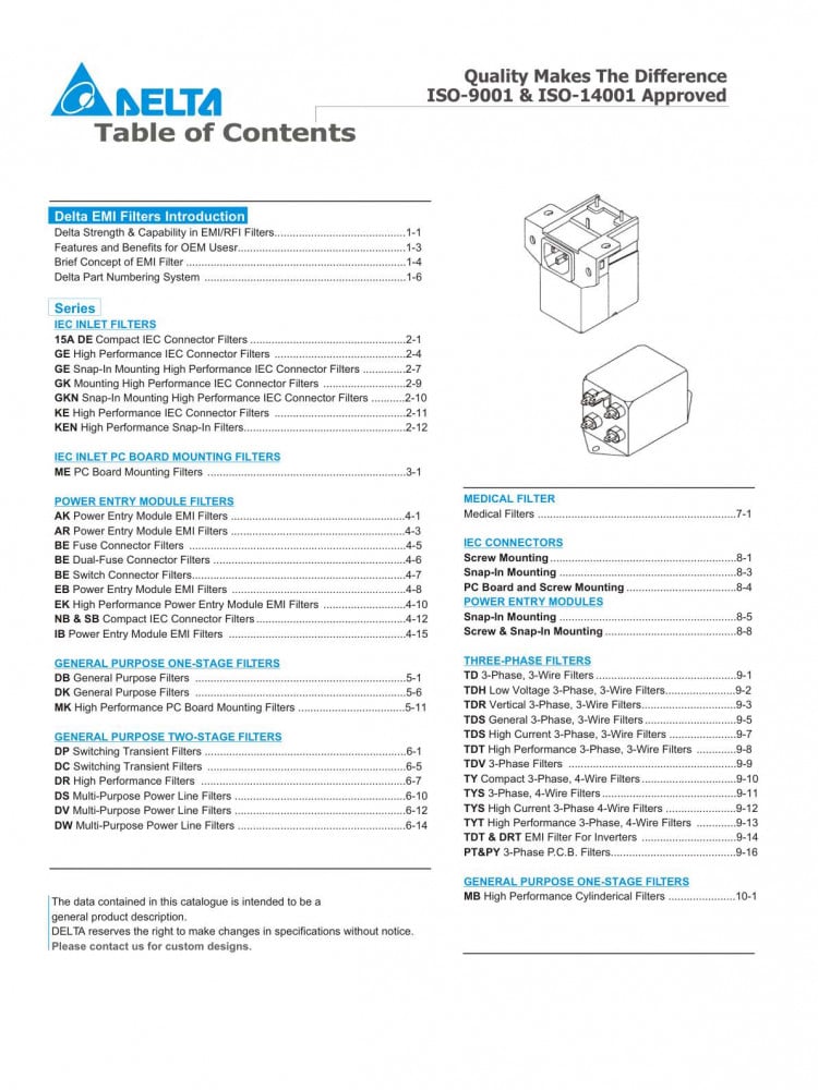 DELTA EMI filter catalogue page 2