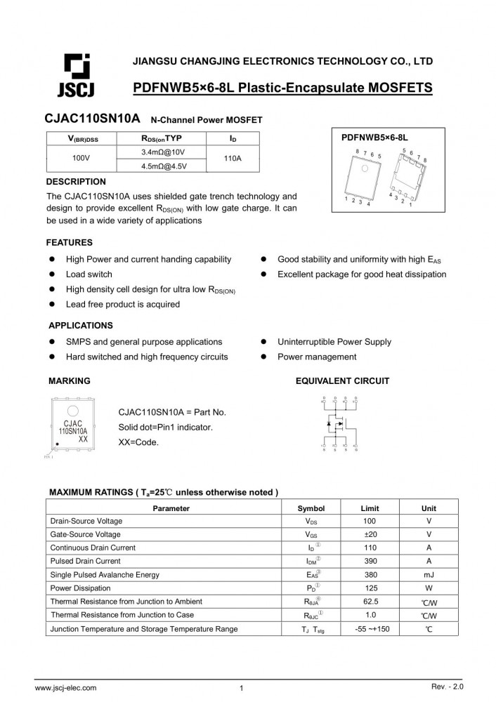 CJAC110SN10A datasheet page 1