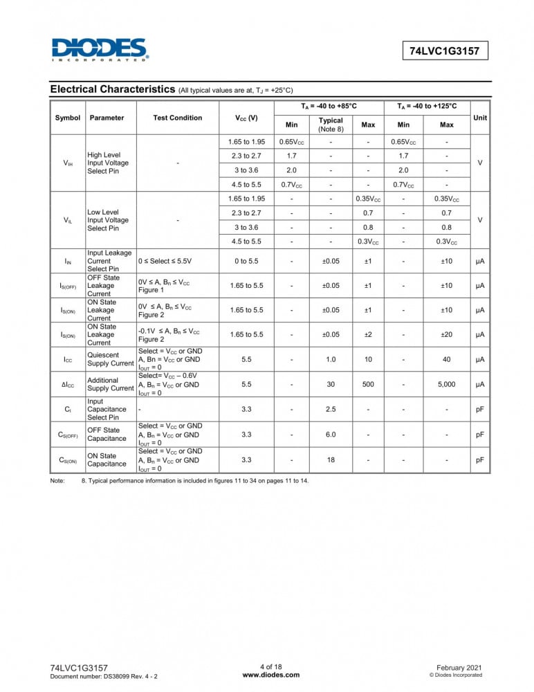 74LVC1G3157FZ4-7 datasheet page 4