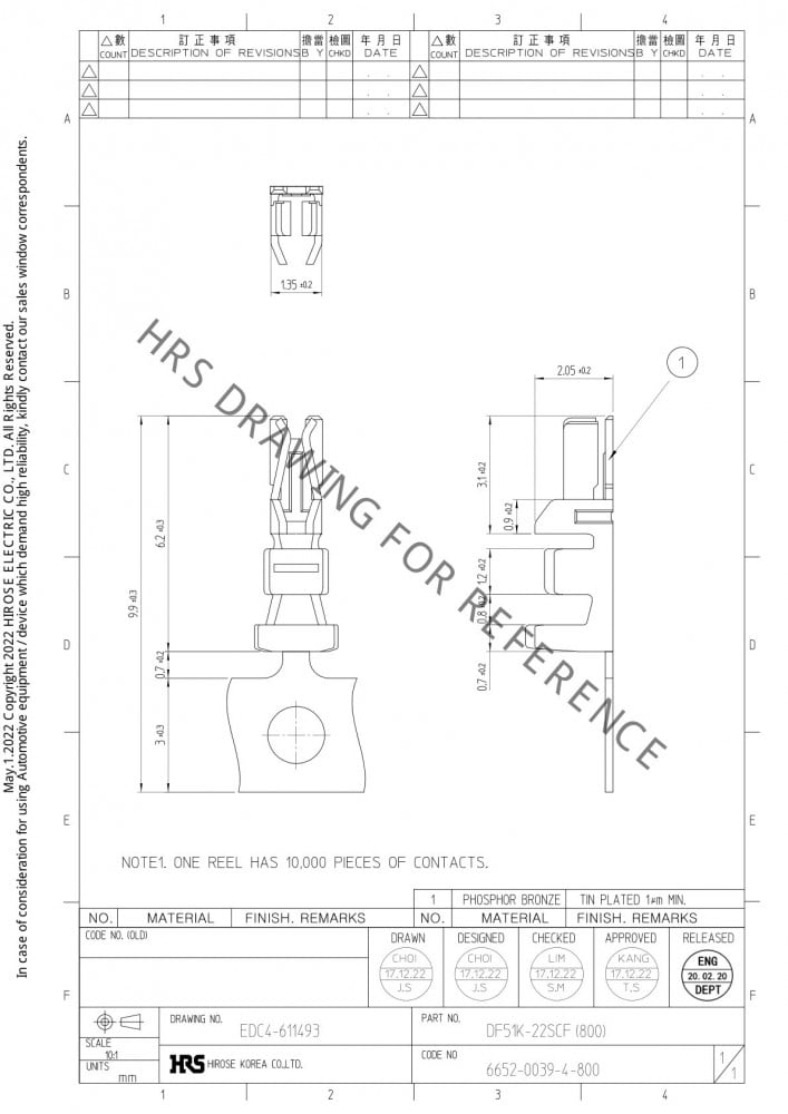 HRS DF51K-22SCF(800) technical document page