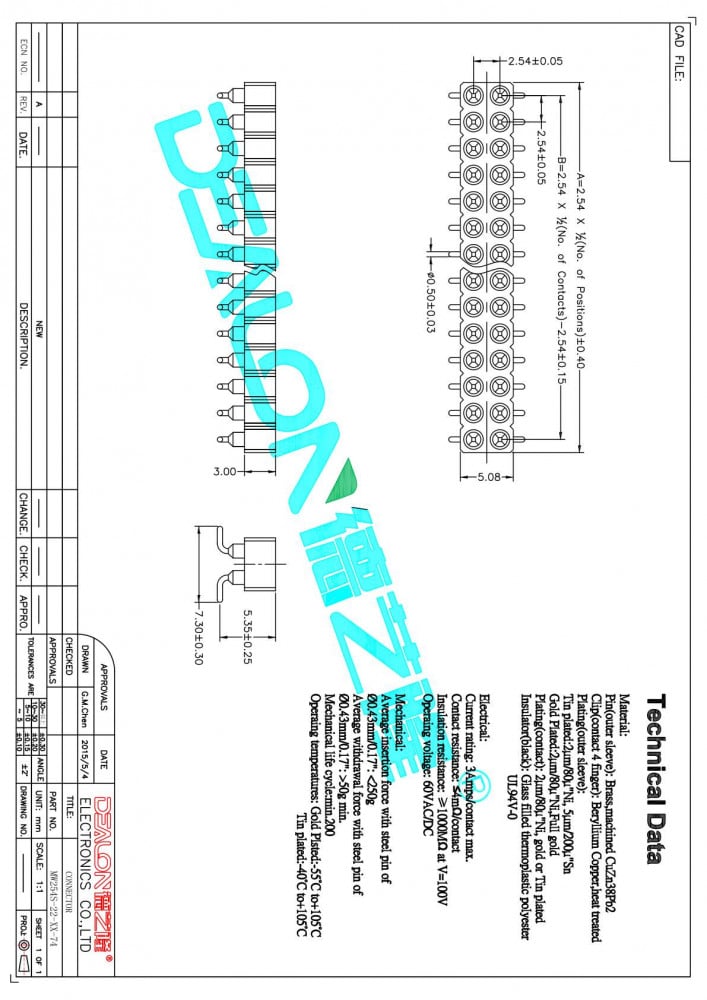 DEALON MW254S-22-14-74 connector drawing