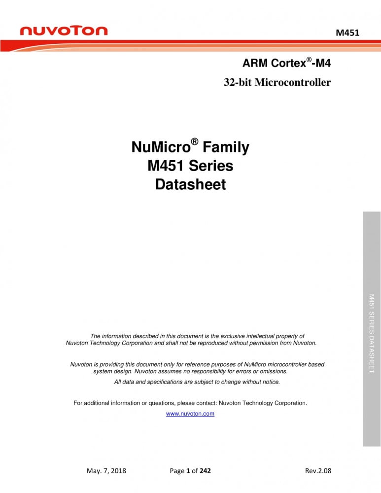 M451 datasheet page 1