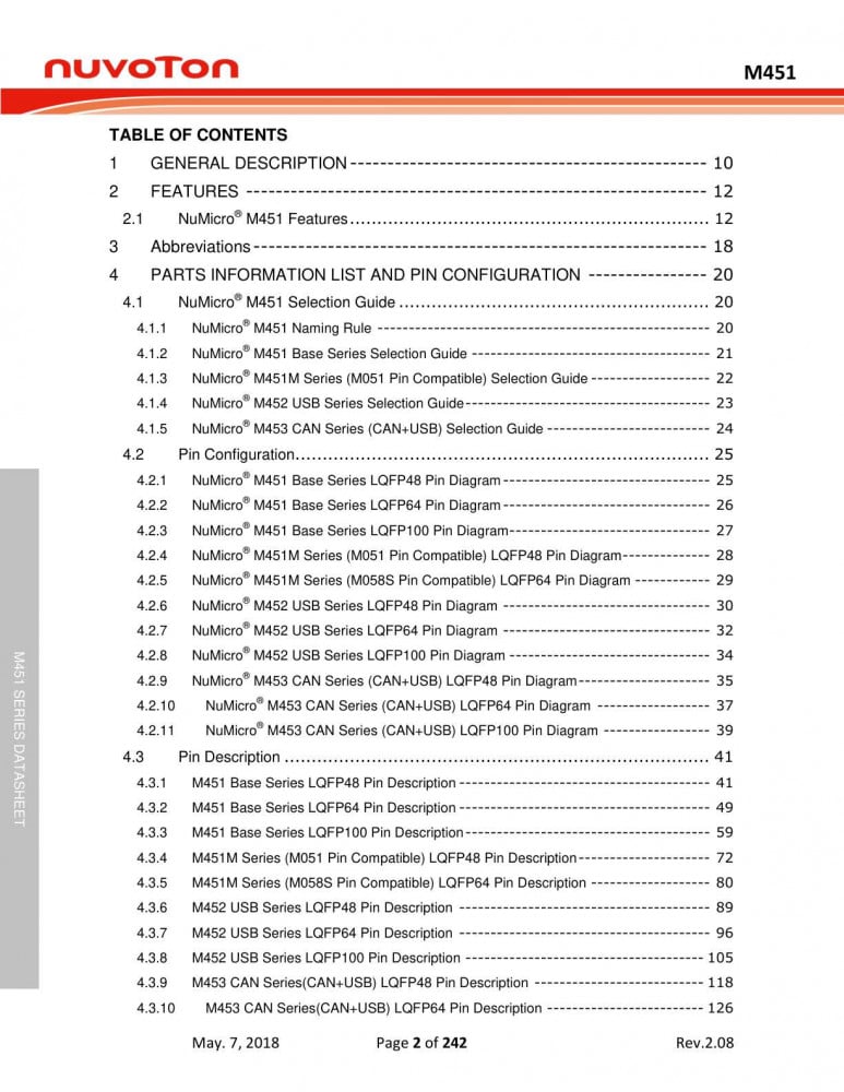 M451 datasheet page 2