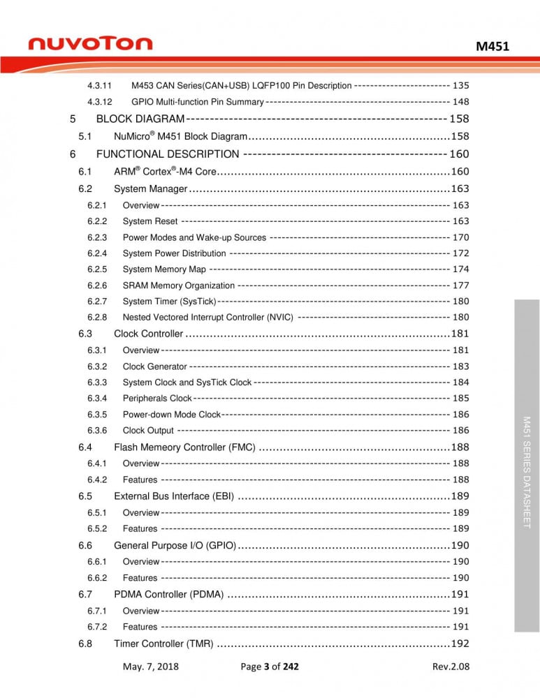 M451 datasheet page 3