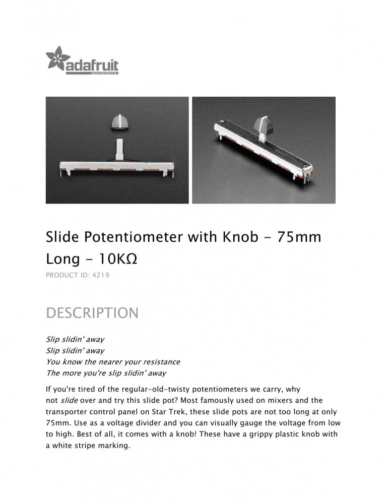 Adafruit 4219 technical document page 1