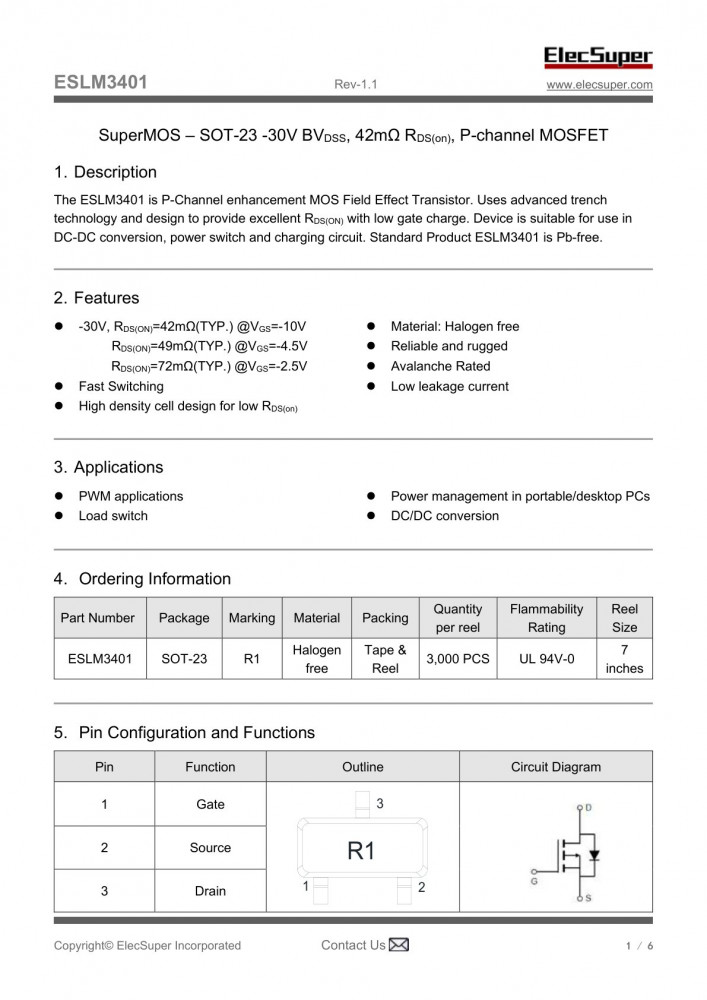 ESLM3401 datasheet page 1