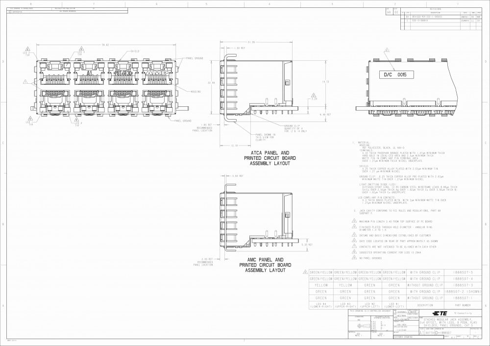 TE Connectivity 1888507-1 controlled customer drawing page 1
