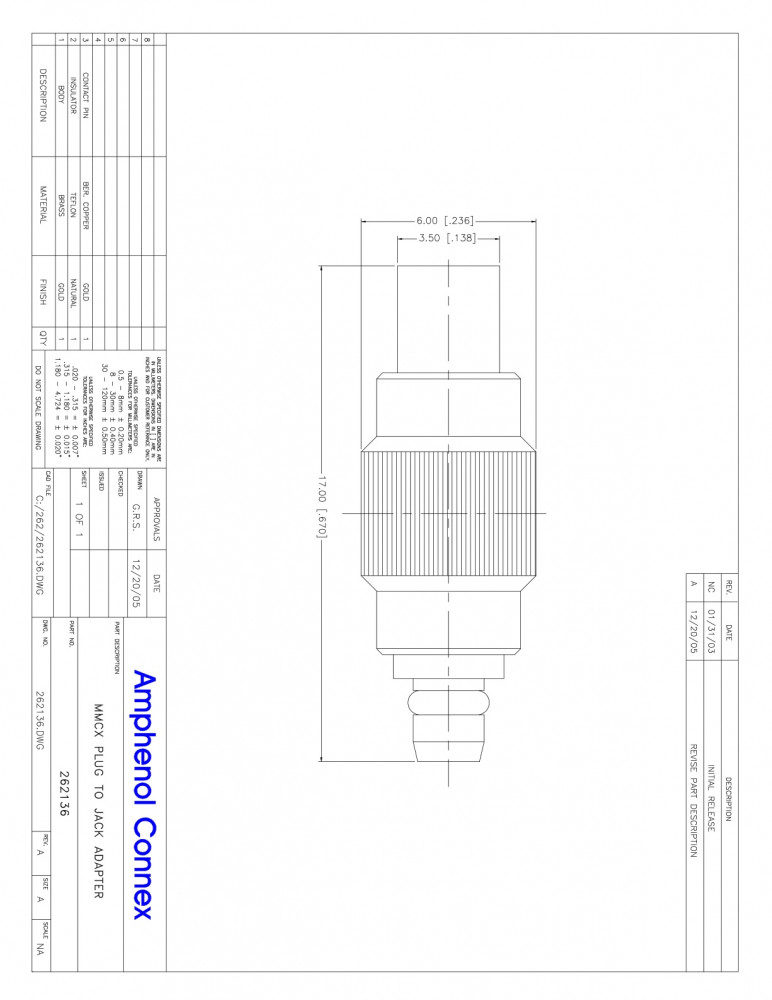 Amphenol 262136 technical drawing
