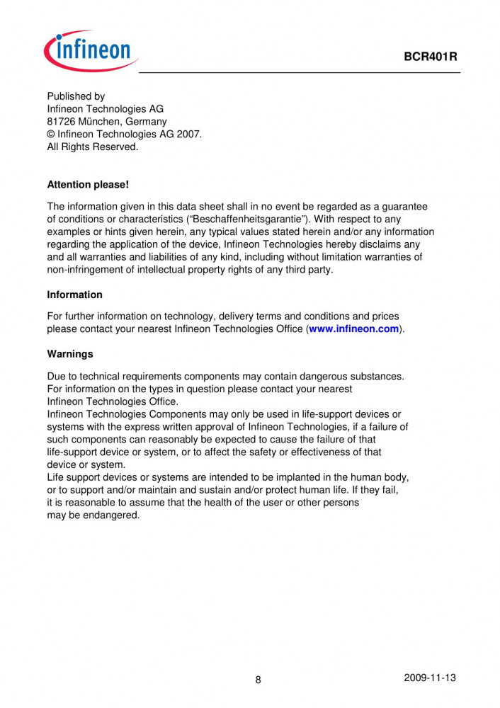 BCR401RE6327 datasheet page 8