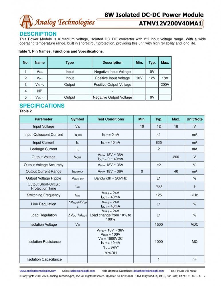 ATMV12V200V40MA1 datasheet page 2