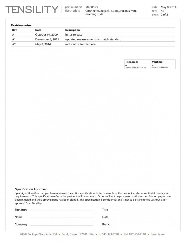 50-00053 specification, page 2