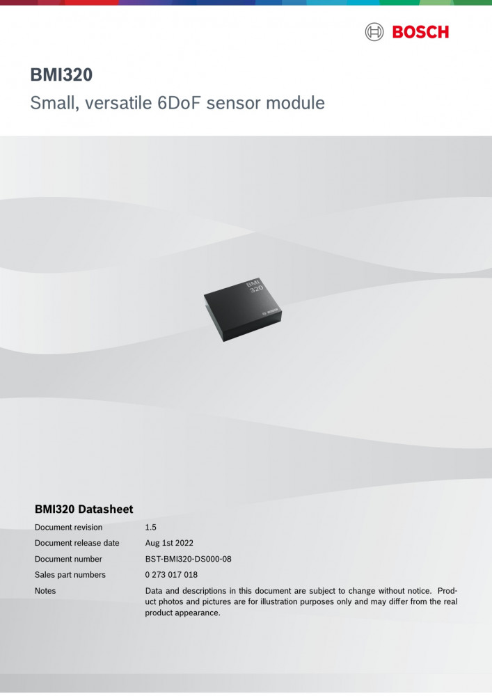 BMI320 datasheet page 1