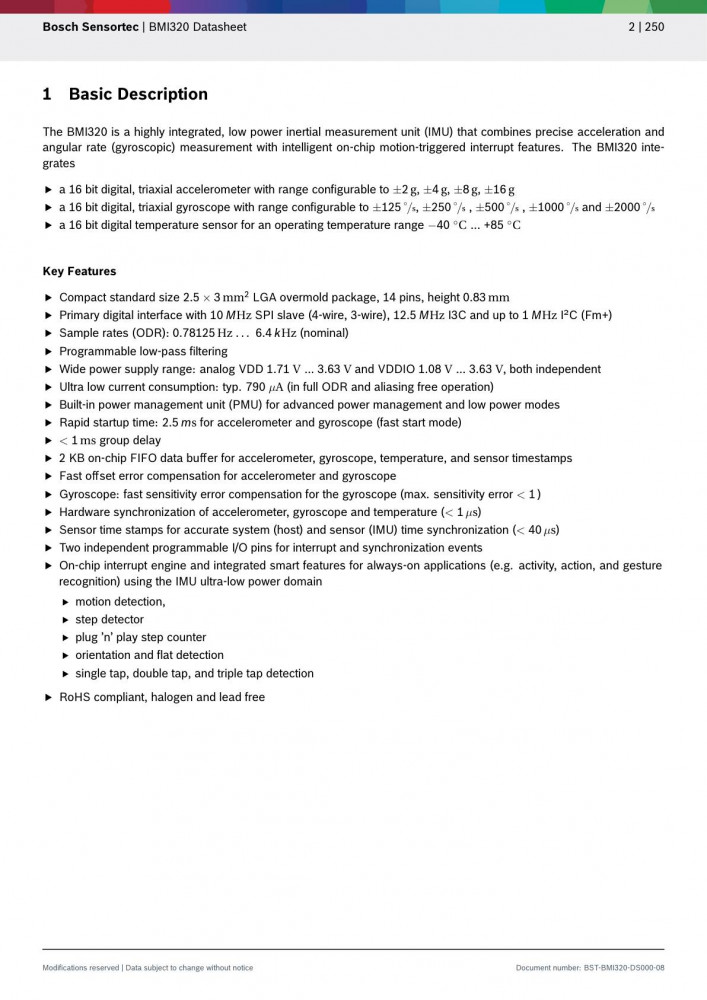 BMI320 datasheet page 2