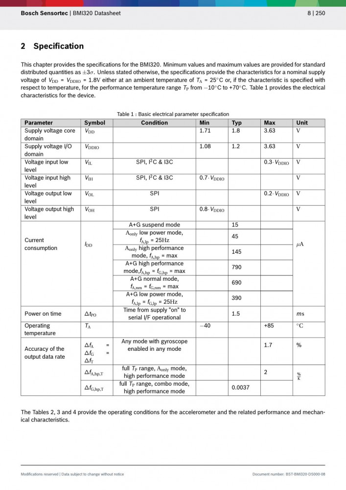 BMI320 datasheet page 8