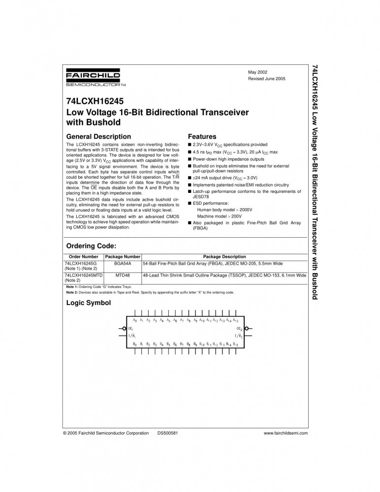 74LCXH16245 datasheet page 2