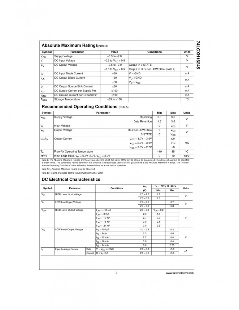 74LCXH16245 datasheet page 4