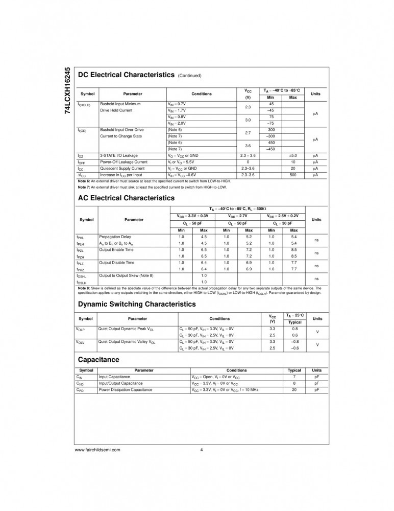 74LCXH16245 datasheet page 5