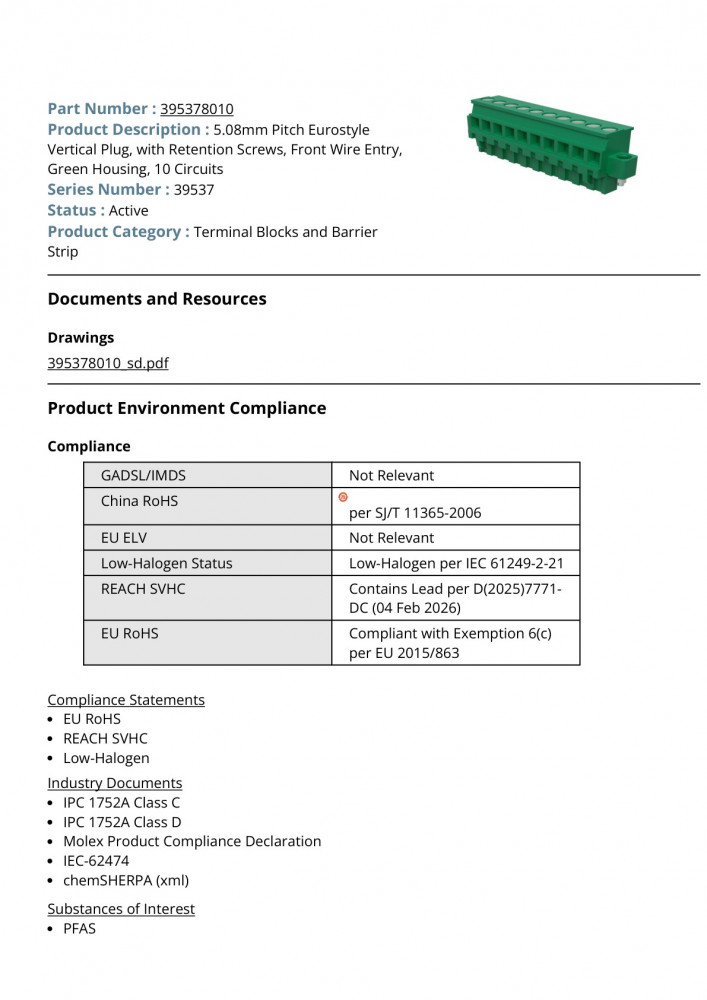 Product drawing page 1