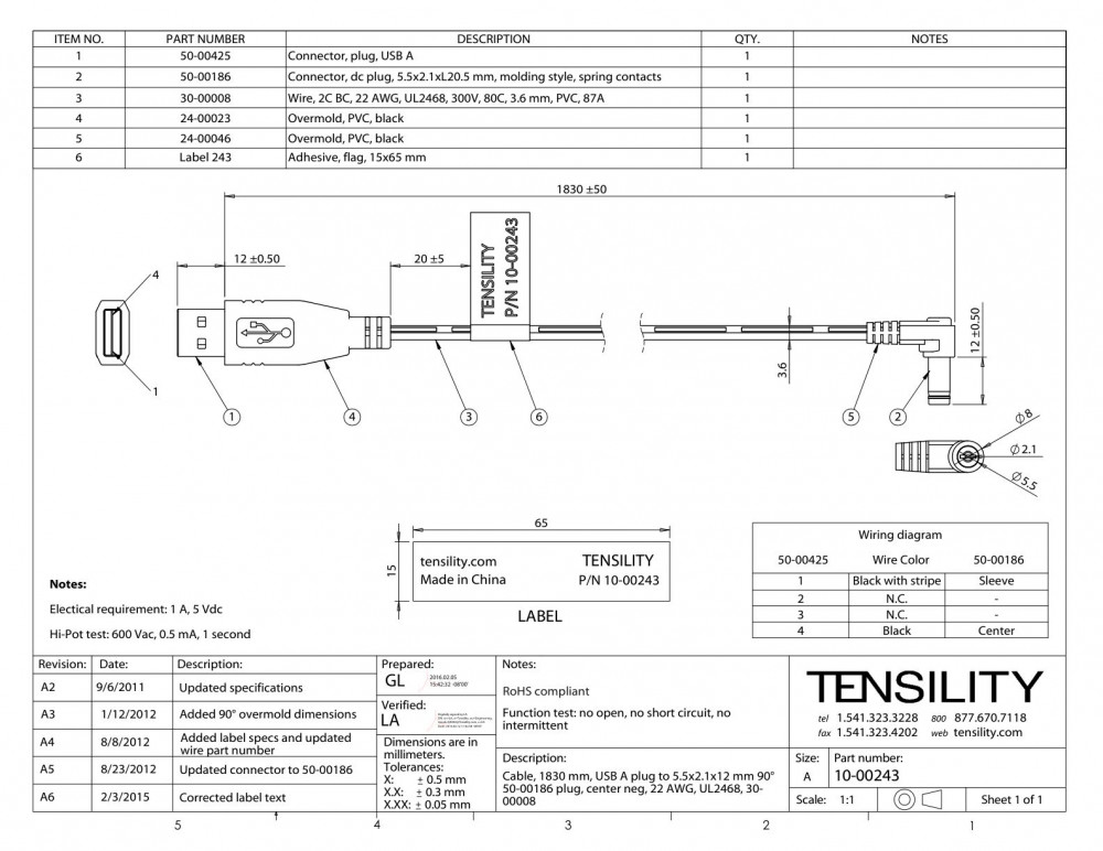 Tensility International 10-00243 product drawing preview