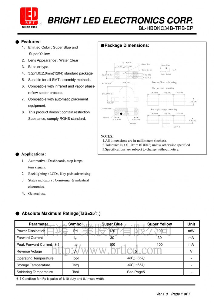BL-HBDKC34B-TRB-EP datasheet page 1