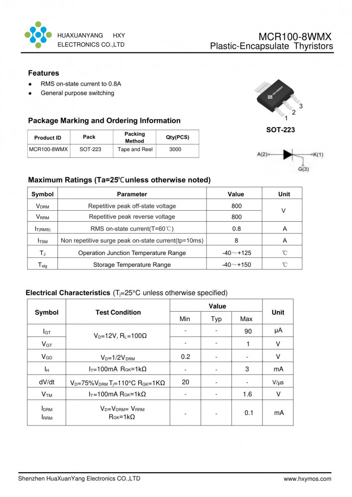 MCR100-8WMX-HXY technical document page 1
