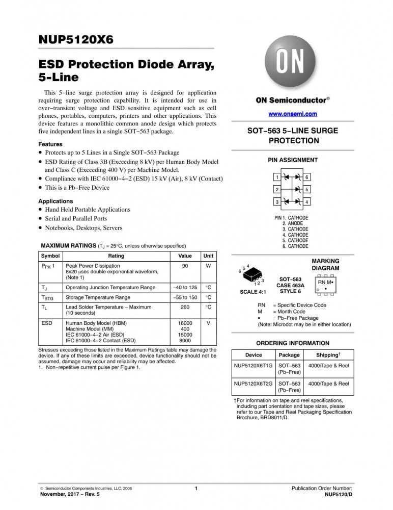 NUP5120X6T1G datasheet page 1