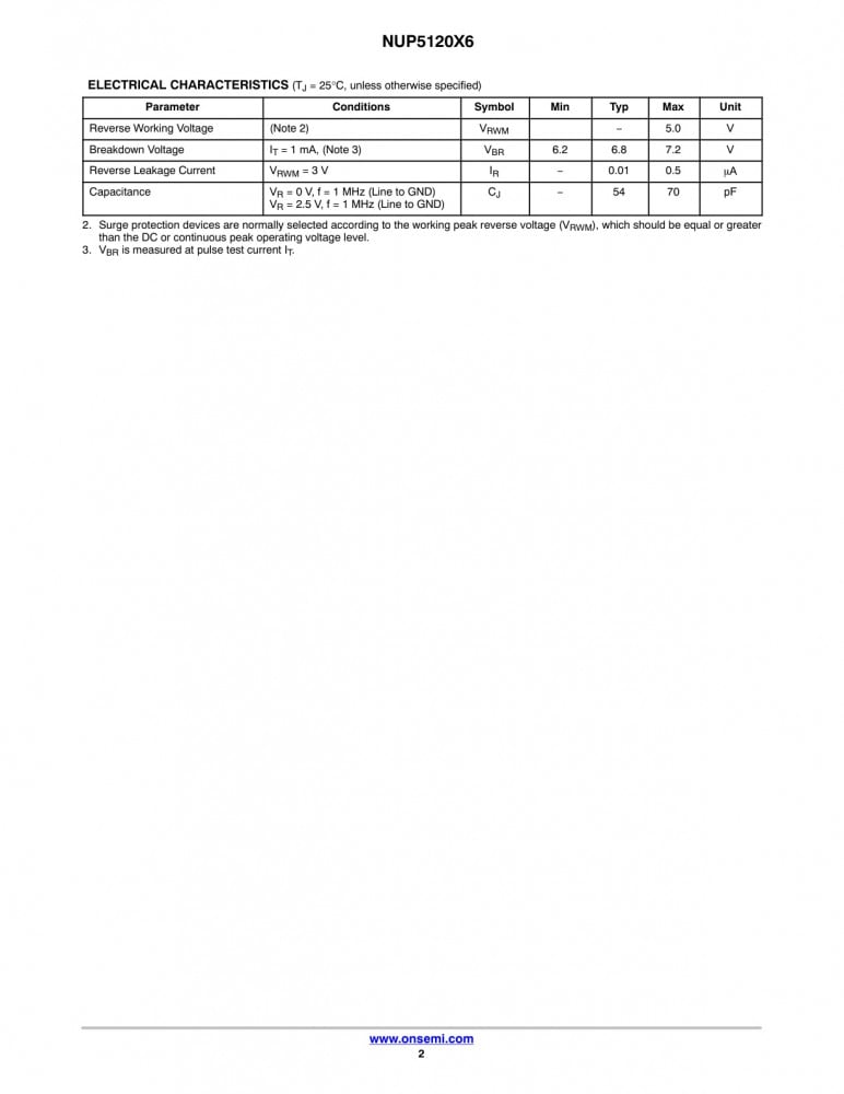 NUP5120X6T1G datasheet page 2