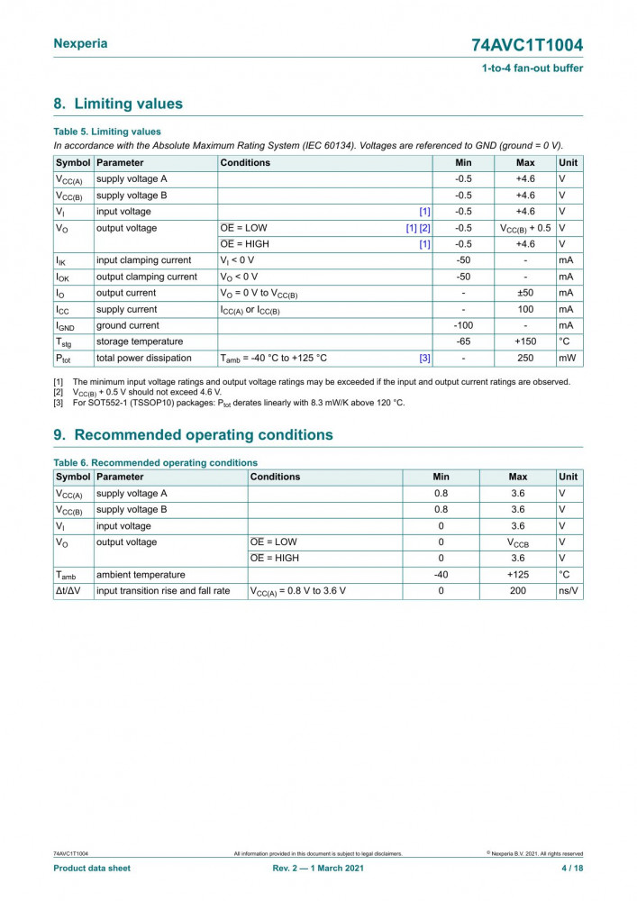 74AVC1T1004DP datasheet page 4