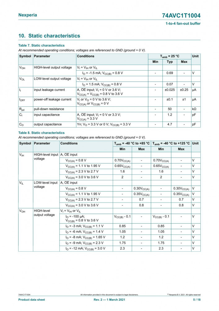 74AVC1T1004DP datasheet page 5