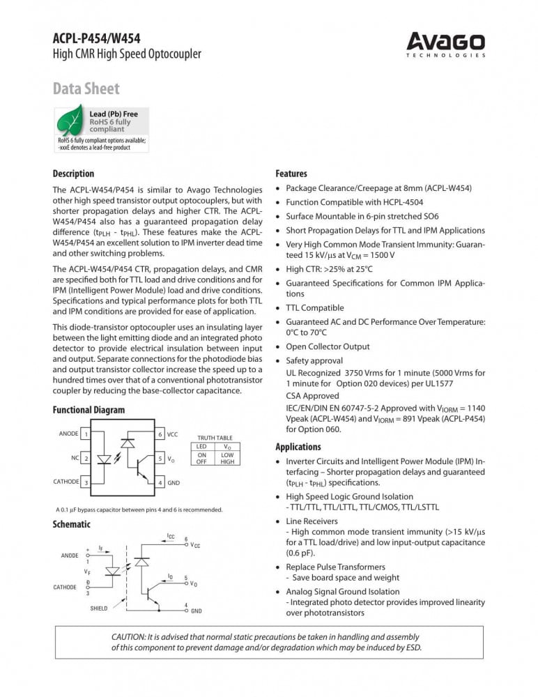 ACPL-P454-520E datasheet page 1
