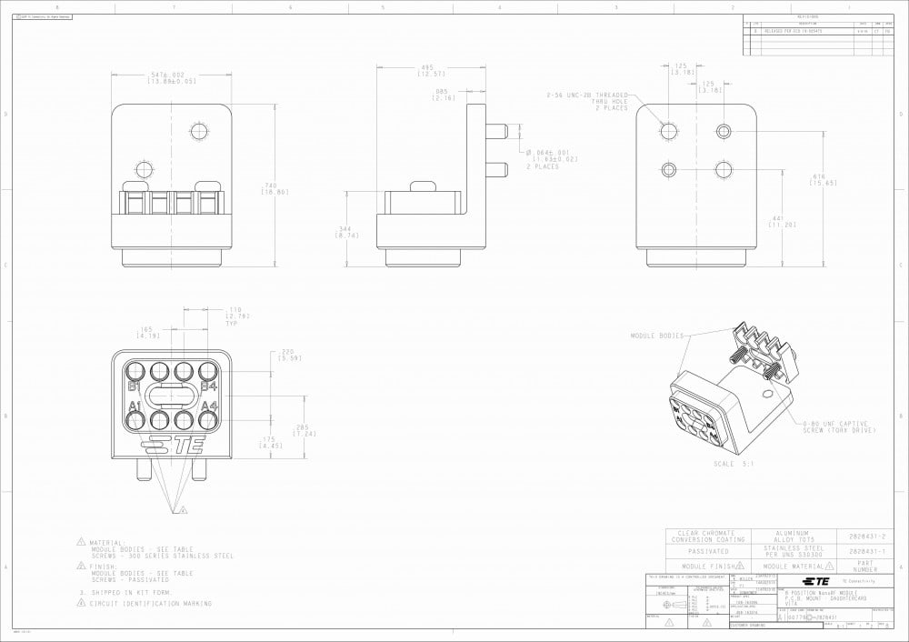 TE Connectivity 2828431-1 drawing sheet 1