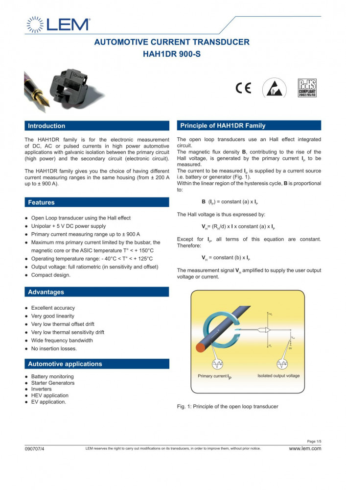 HAH1DR 900-S datasheet page 1